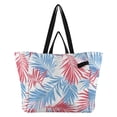 Blue Red Palm Tree Leaves Foldable Canvas Tote Bags Reusable Grocery ...