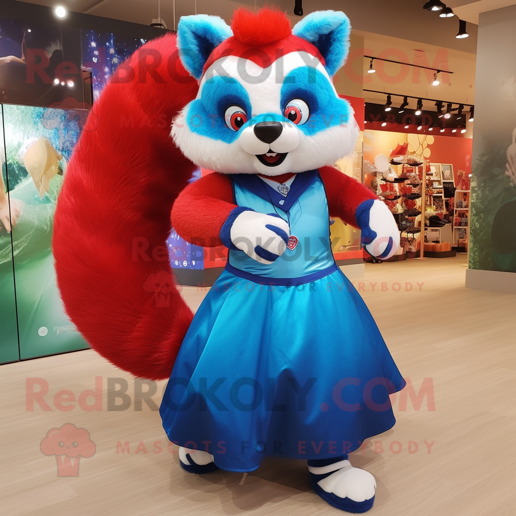 Blue Red Panda REDBROKOLY mascot costume character dressed with a Ball ...