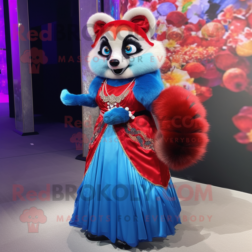 Blue Red Panda REDBROKOLY mascot costume character dressed with a Ball ...