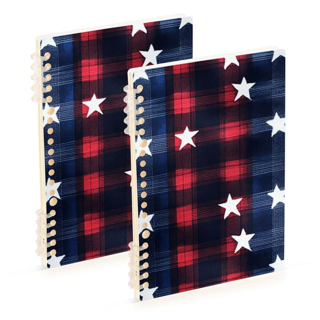 Blue Red Plaid with Stars Notebook Detachable Coil Notebook Diary A5 ...