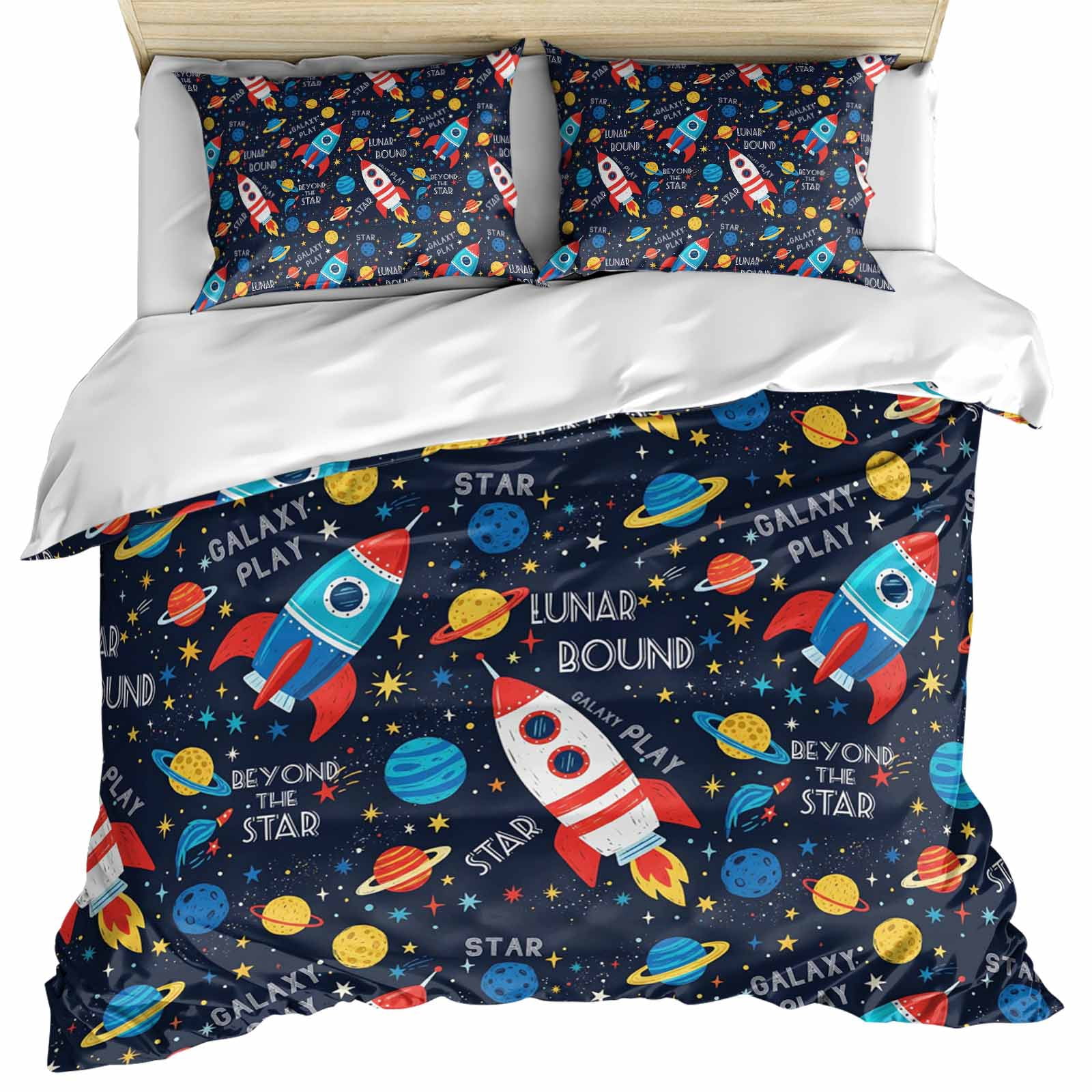 Blue Red Rocket Bedding 3 Piece Duvet Cover Set California King ...