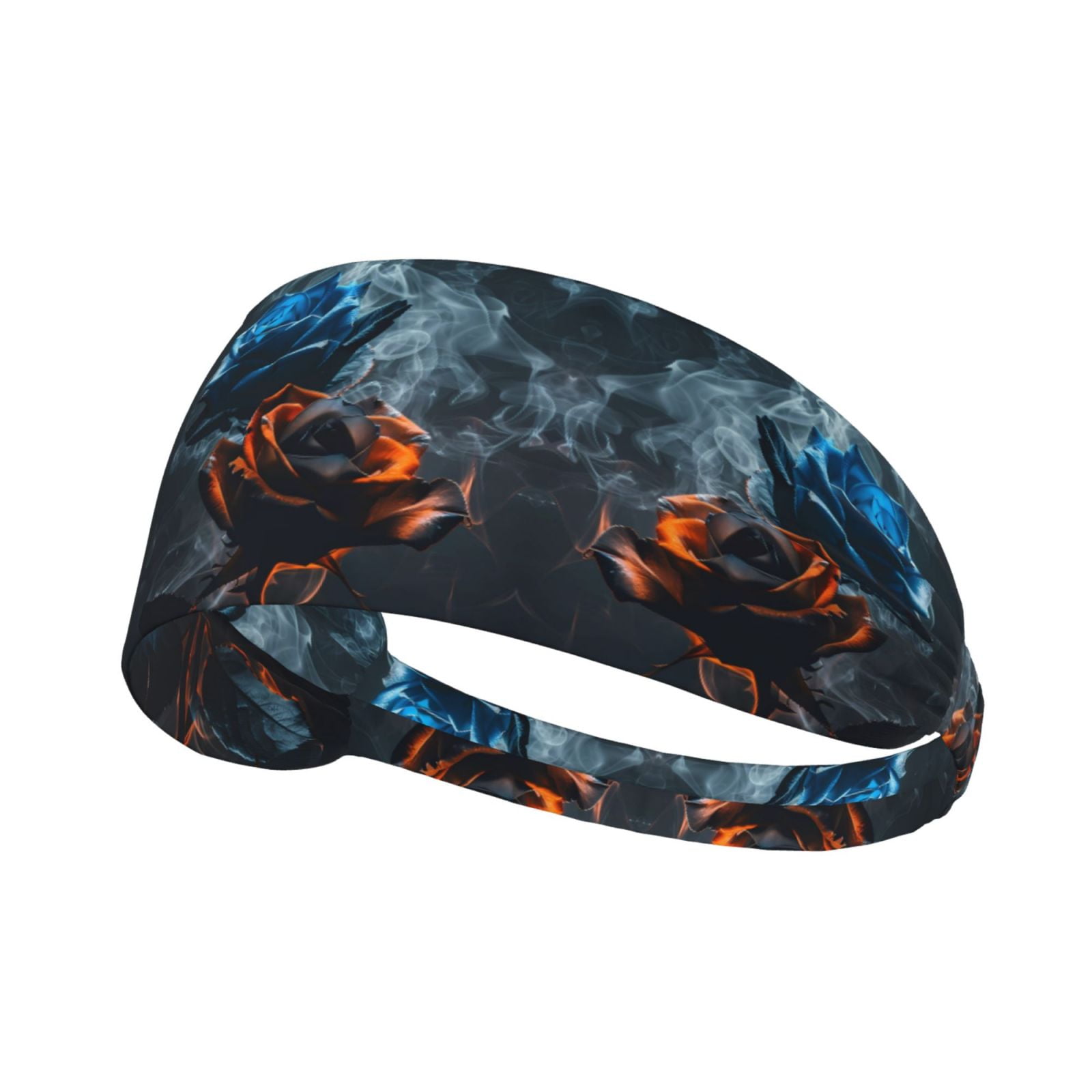Blue and Red Roses Artwork Headbands for Women Men, Workout Elastic ...