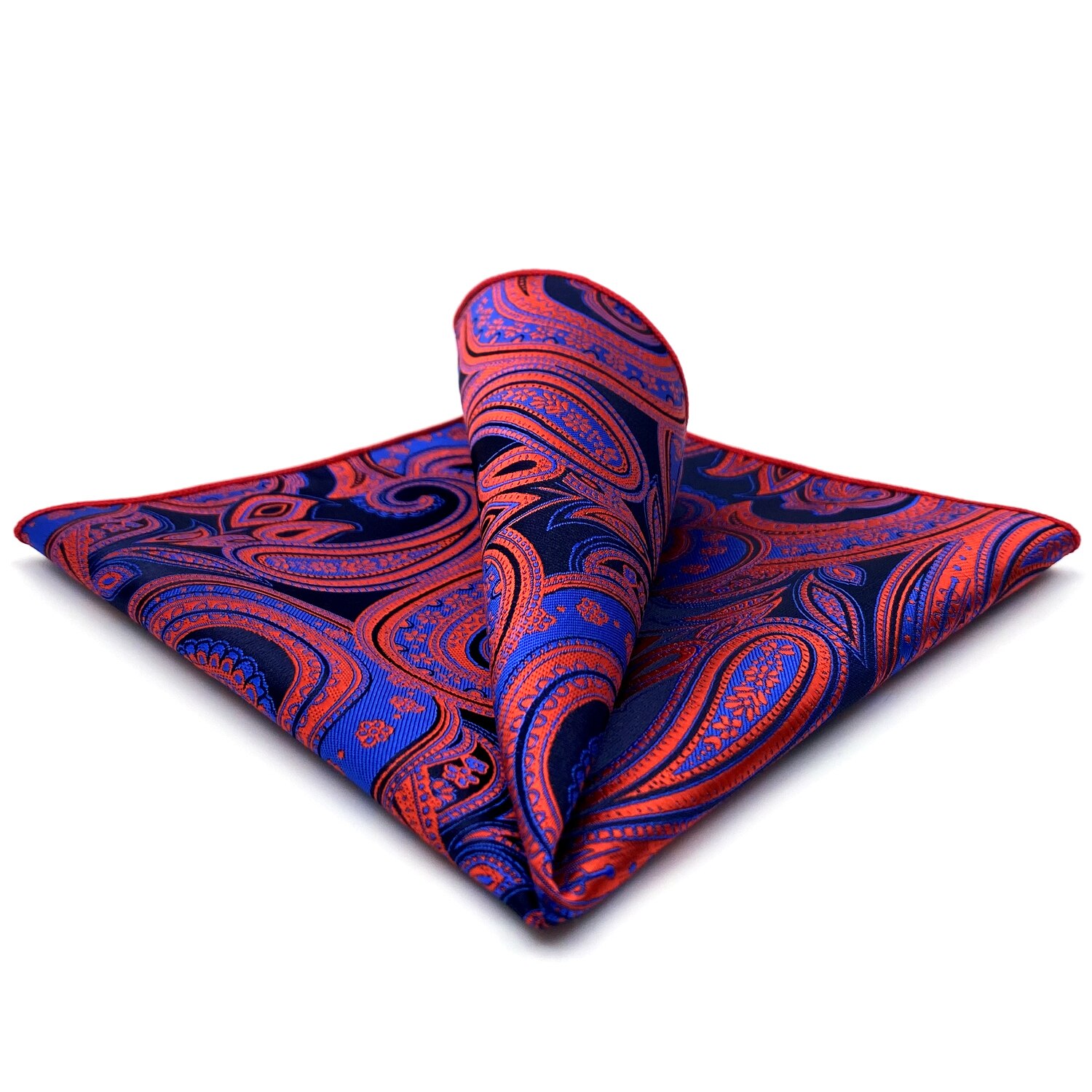 Blue Red Silk Pocket Square for Men Paisley Hanky Jacquard Woven ...