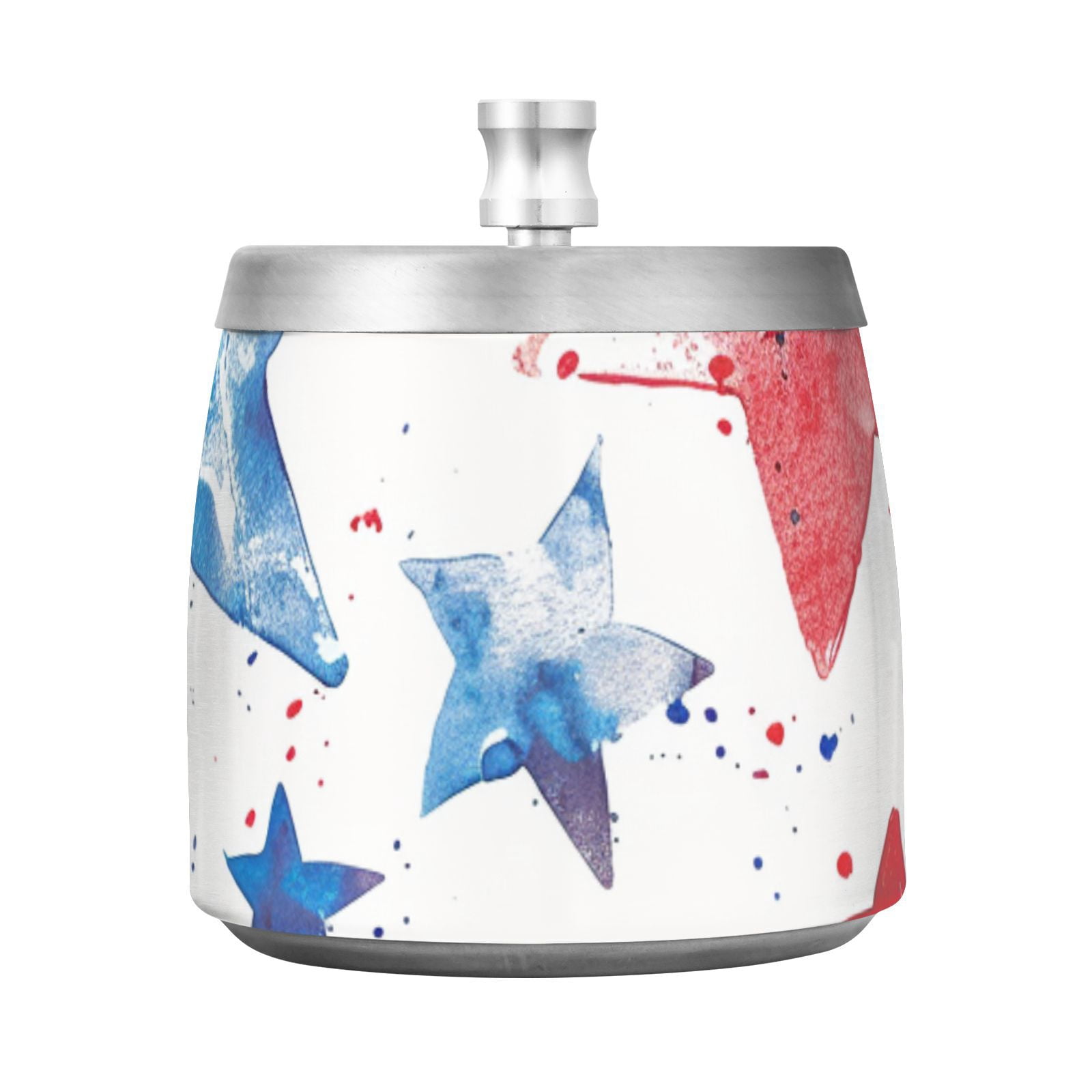 Blue Red Stars Ashtray with Lid Smell Proof Cigarette Ashtray Stainless ...