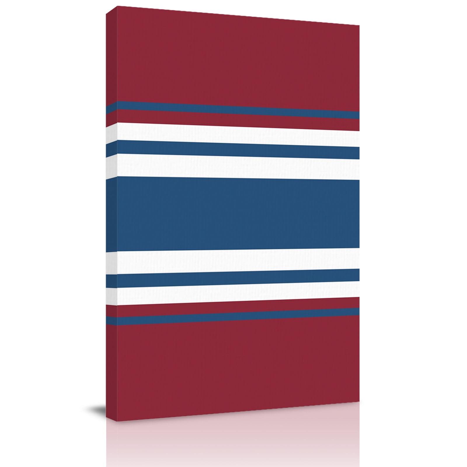 Blue Red Stripes Canvas Wall Art for Living Room, Retro Country White ...