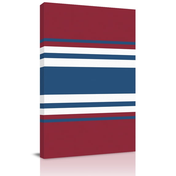 Blue Red Stripes Canvas Wall Art for Living Room, Retro Country White ...