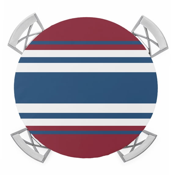 Blue Red Stripes Round Table Cover, Retro Country White Blue Red ...