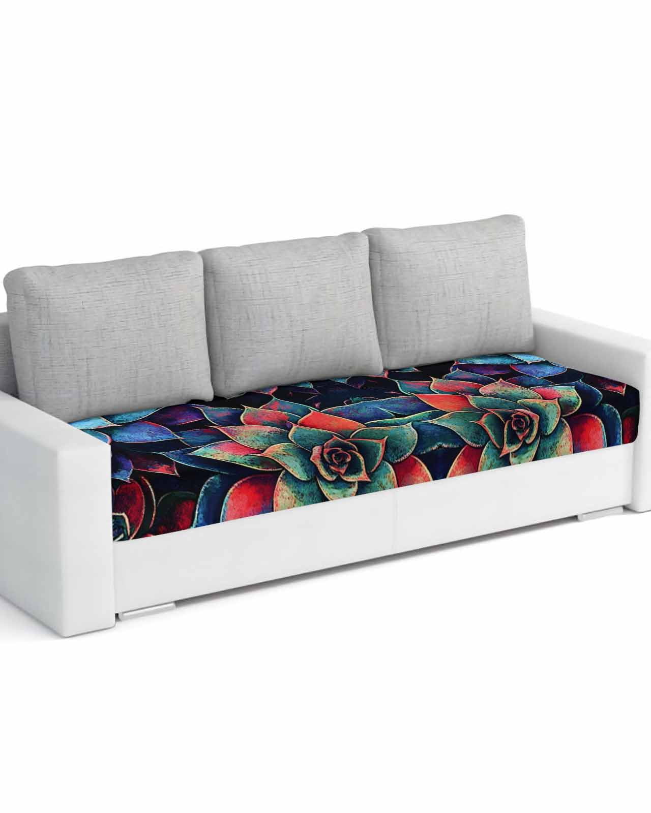 Blue Red Succulent Sofa Couch Cushion Covers Washable, Removable ...