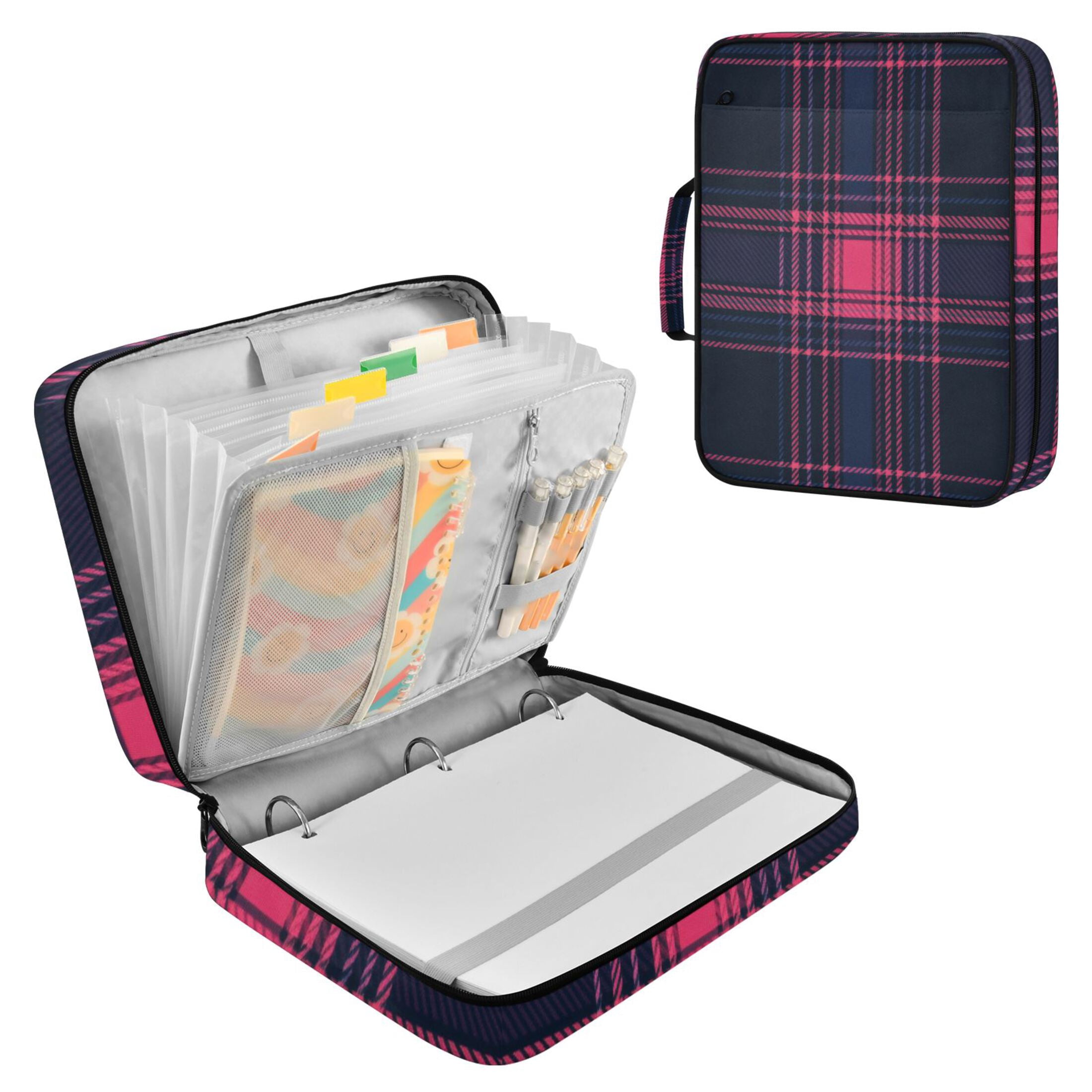 Blue Red Tartan Plaids Accordion File Organizer Expanding File Folder 3 ...