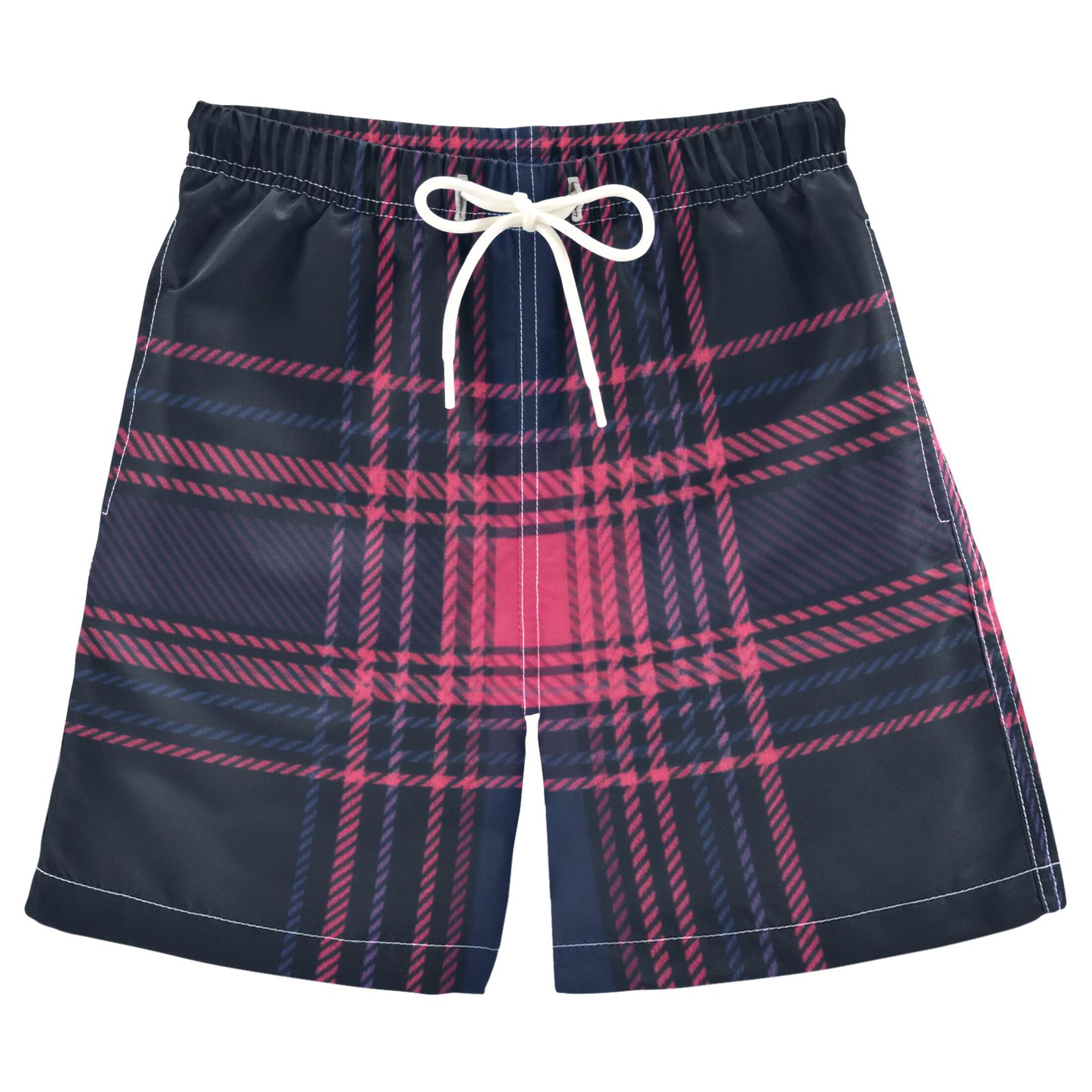 Blue Red Tartan Plaids Boys' Beach Pants Board Shorts Swim Trunks ...