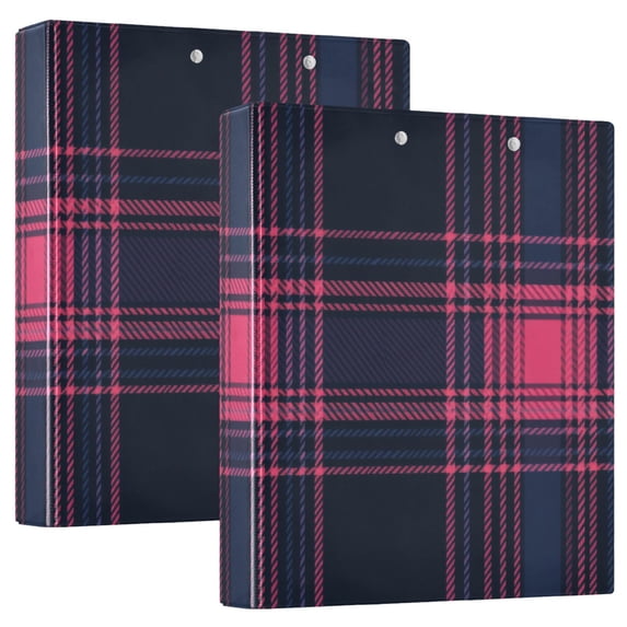 Blue Red Tartan Plaids Round Ring Binder 3 Rings 1.5" Capacity File ...
