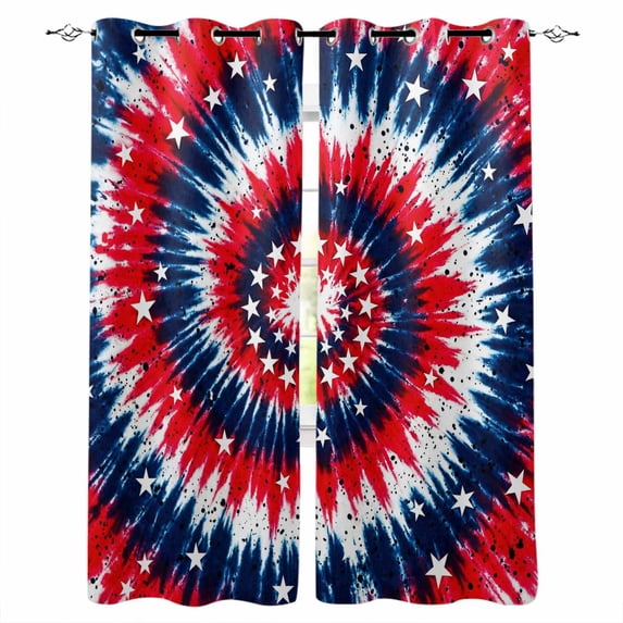 Blue Red Tie-dye Blackout Curtains for Bedroom/Living Room, Thermal ...