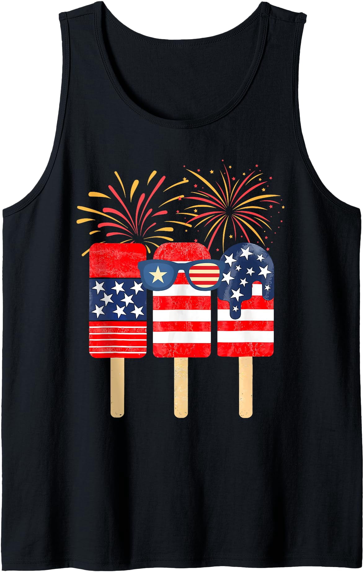 Blue Red White Ice Cream American Flag 4th Of July Popsicle Tank Top ...