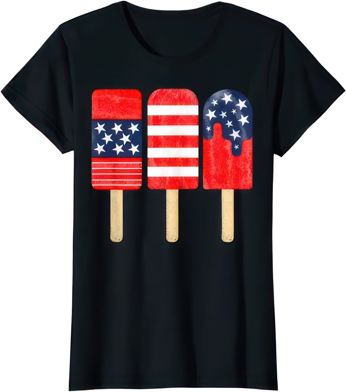 Blue Red White Ice Cream American Flag 4th Of July T-Shirt T-shirts ...