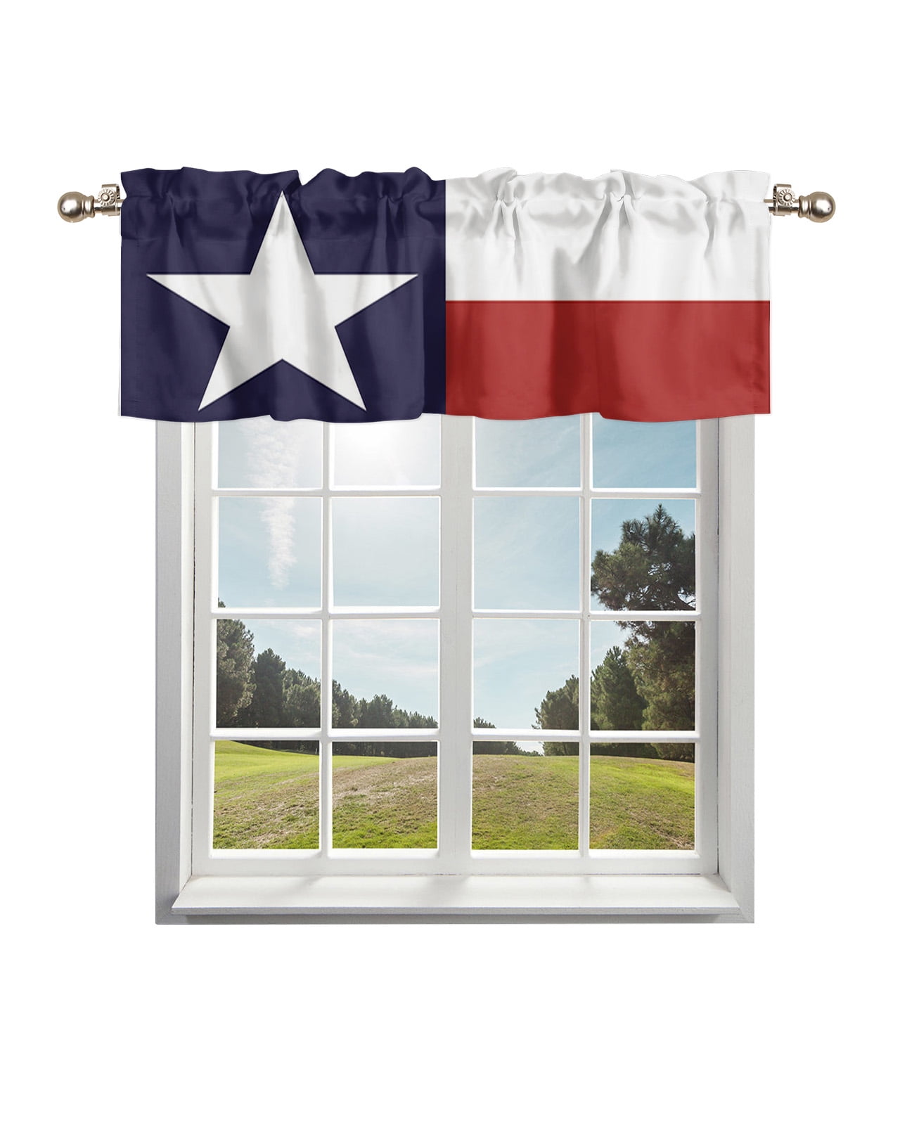 Blue Red White Texas Flag with Star, Kitchen Curtain Valances for ...
