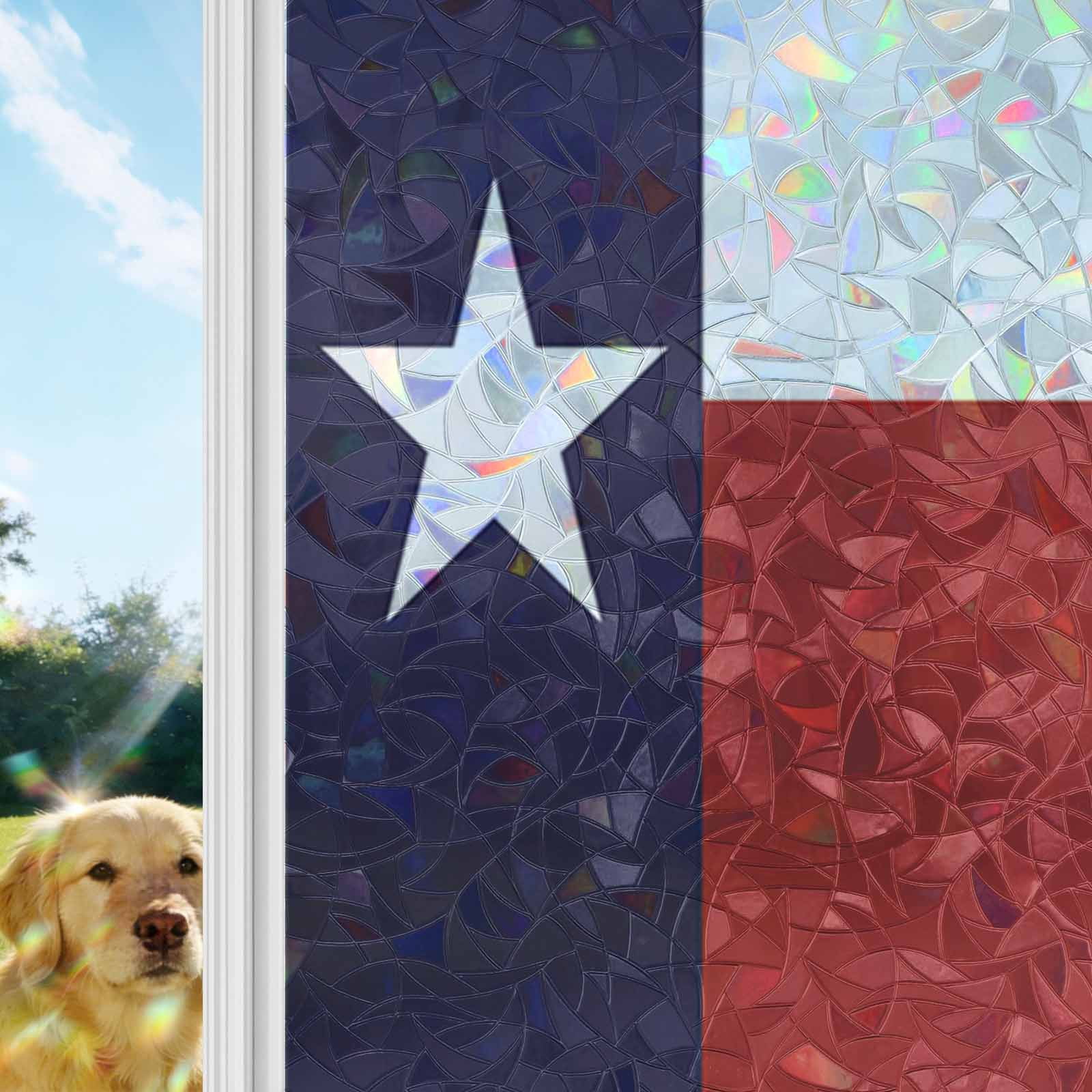 Blue Red White Texas Flag with Star,Window Privacy Film Stain Glass ...
