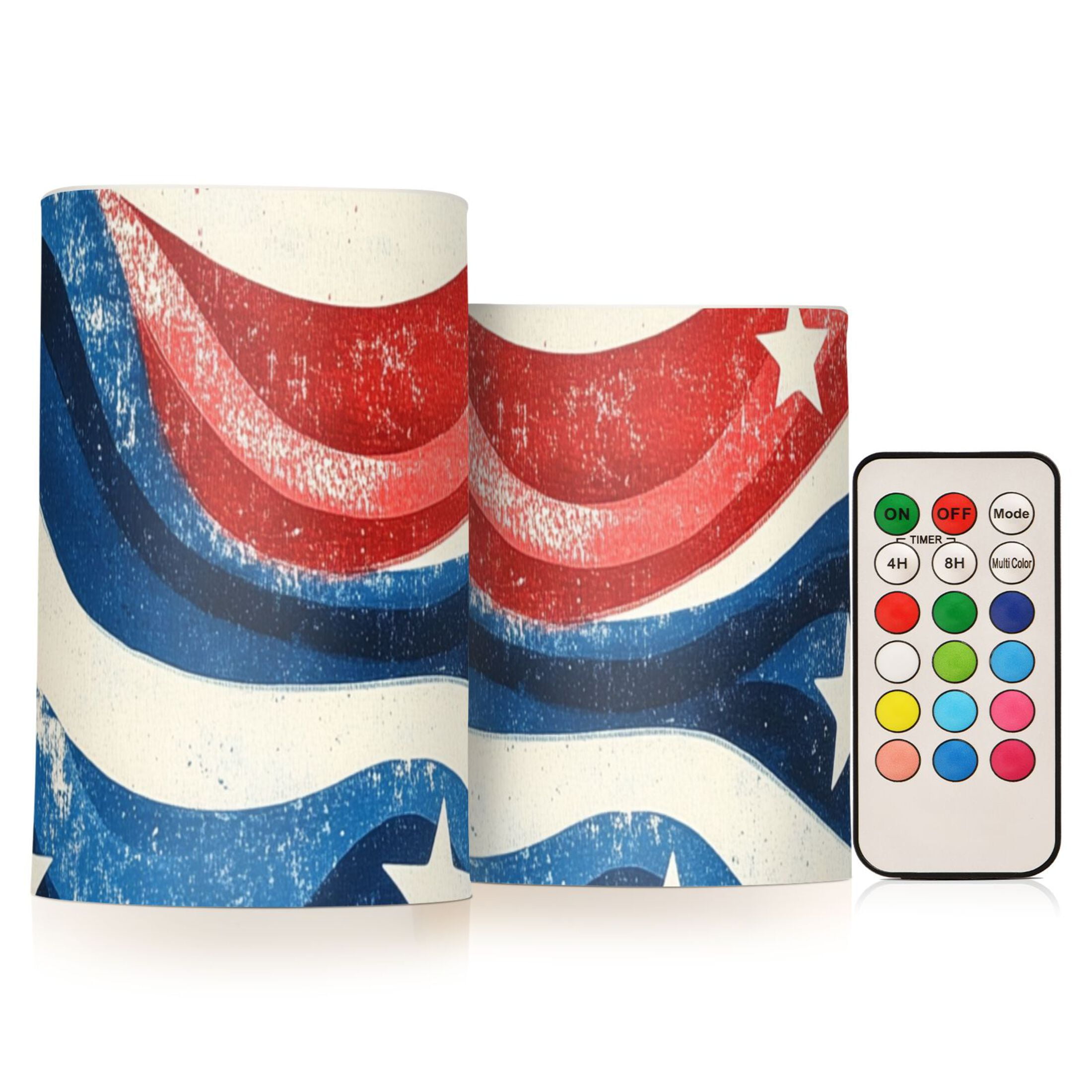 Blue Red White Waves with Stars Flickering Flameless Candles LED ...