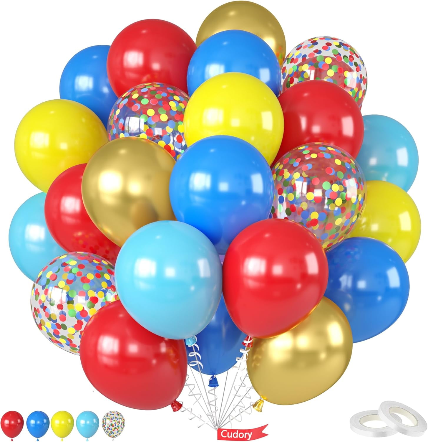 Blue Red Yellow Balloons, 12 Inch Red Blue Yellow Light Blue Gold ...