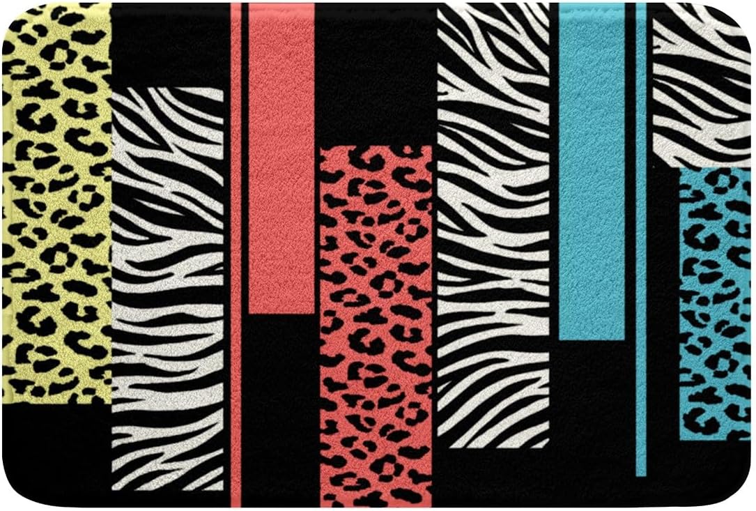 Blue Red Yellow Bathroom Rugs Leopard Print Bath Rugs for Shower Tub 16 ...