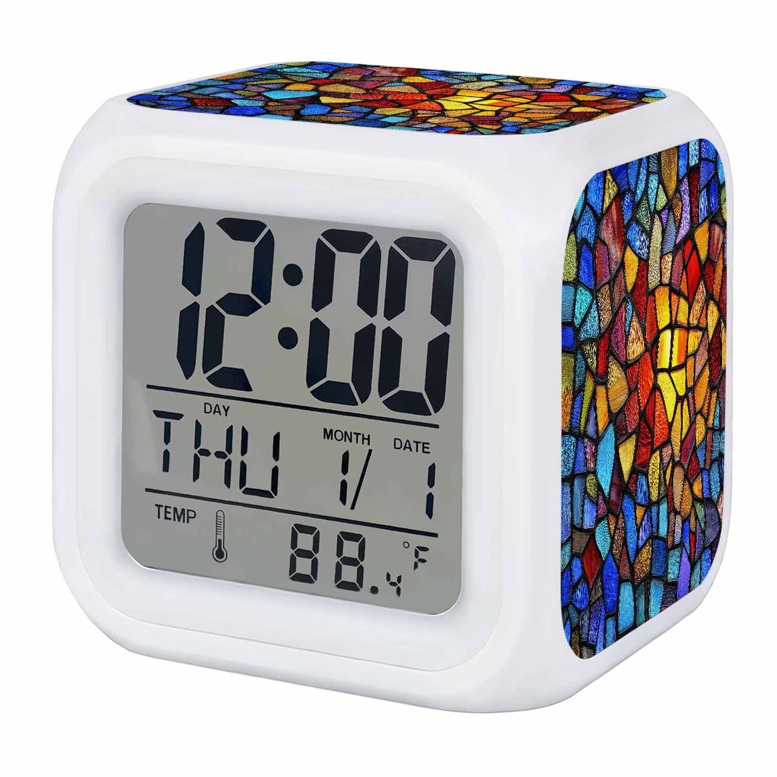 Blue Red Yellow Digital Alarm Clock for Bedrooms, Smart LED Alarm Clock ...