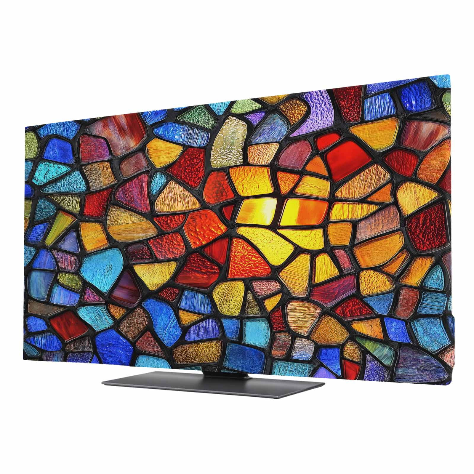 Blue Red Yellow Elastic Indoor TV Cover 55" Dust Protector,Stretch ...
