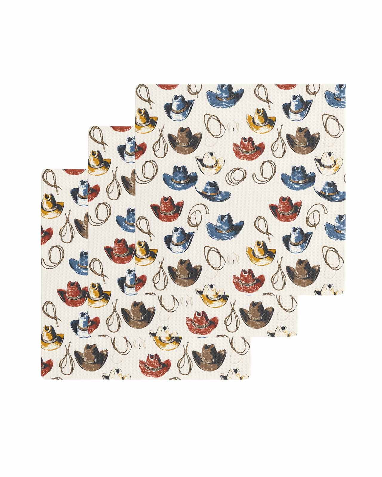 Blue Red Yellow Kitchen Dish Towels for Drying Dishes Set of 3 ...