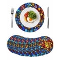 Blue Red Yellow Round 13 Inch Placemats Set of 8, Modern Colored ...