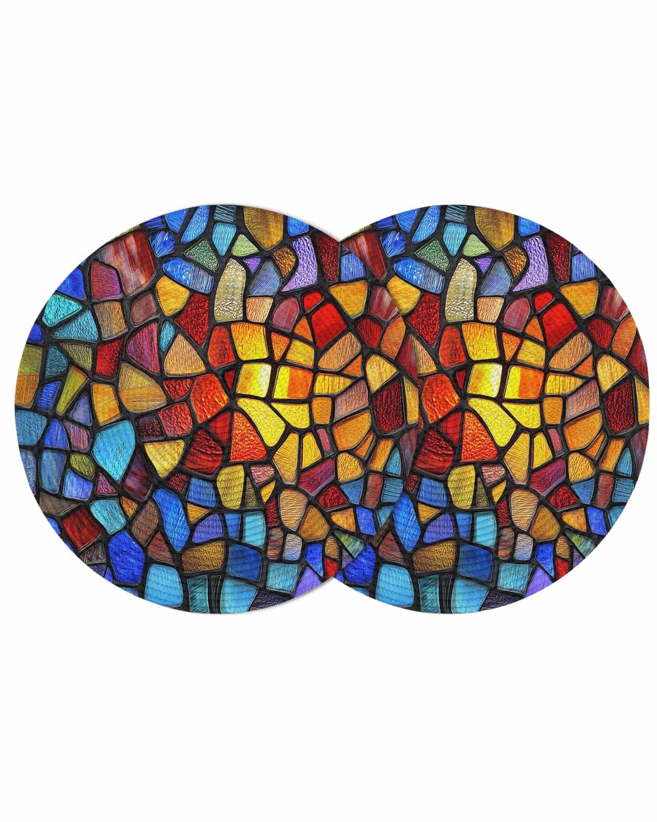 Blue Red Yellow Round 15 Inch Placemats Set of 2, Modern Colored ...