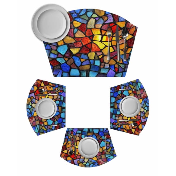 Blue Red Yellow Round Table Placemats Set of 6 Wedge Placemats, Modern ...