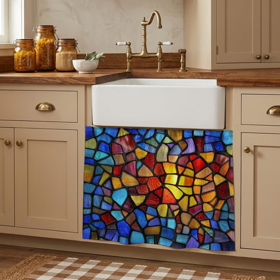 Blue Red Yellow Small Cabinet Curtains 10.8"W x 13.4"L, Modern Colored ...