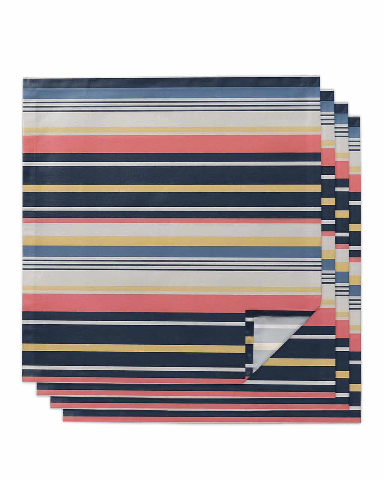 Blue Red Yellow Striped Cloth Napkins Set of 4 Reusable Dinner Napkins ...