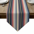 Blue Red Yellow Striped Table Runner Linen Burlap Table Runner 48 ...