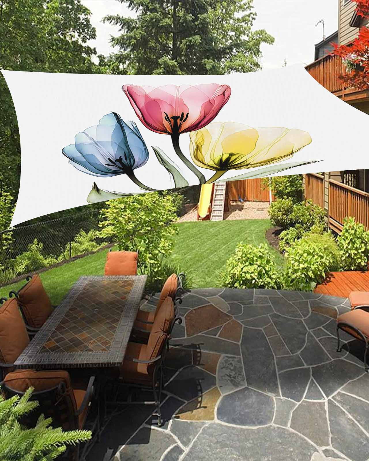 Blue Red Yellow Tulips Sun Shade Sail 12'X16' Country Flowers UV Block ...