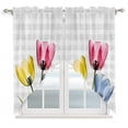 Blue Red Yellow Tulips Swag Curtain Valance for Window 2 Panels Country ...