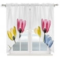 Blue Red Yellow Tulips Swag Curtain Valance for Window 2 Panels ...