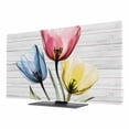 Blue Red Yellow Tulips TV Dust Cover 55 Inch, Country Flowers Wood ...