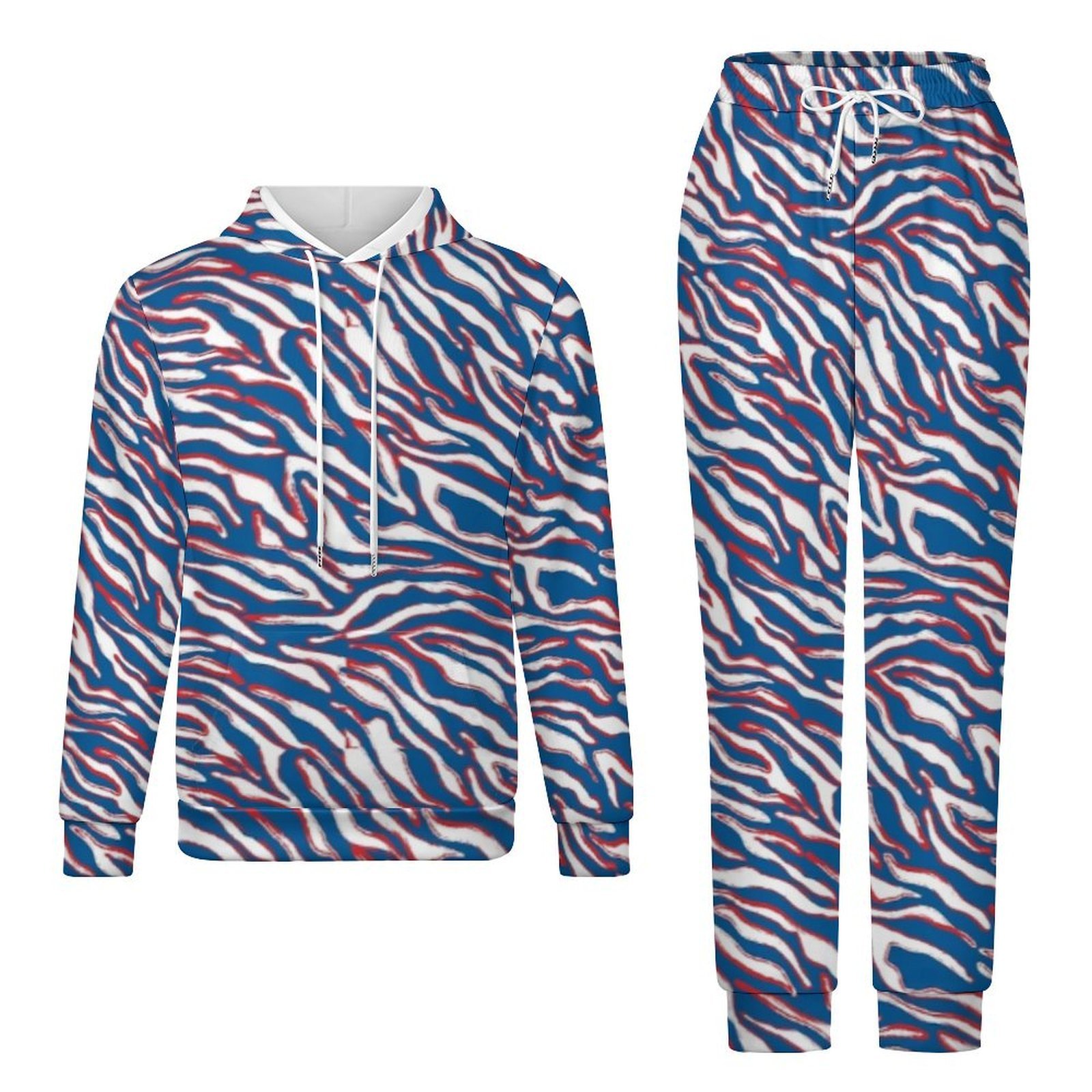 Blue Red Zebra Stripes Hoodie And Pants Set Tracksuit Men Women ...