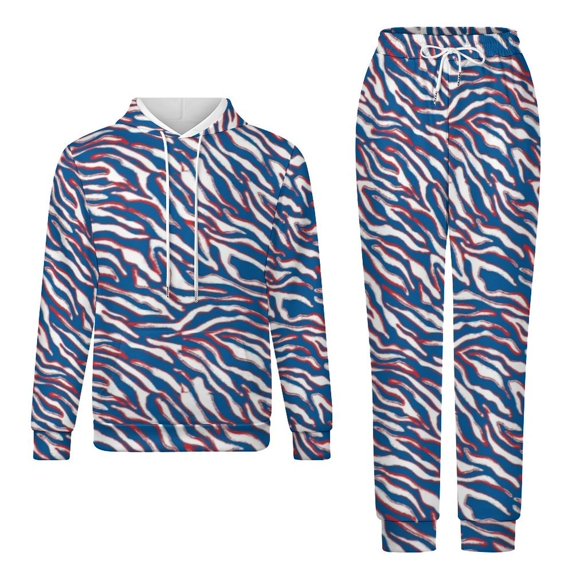 Blue Red Zebra Stripes Hoodie And Pants Set Tracksuit Men Women ...