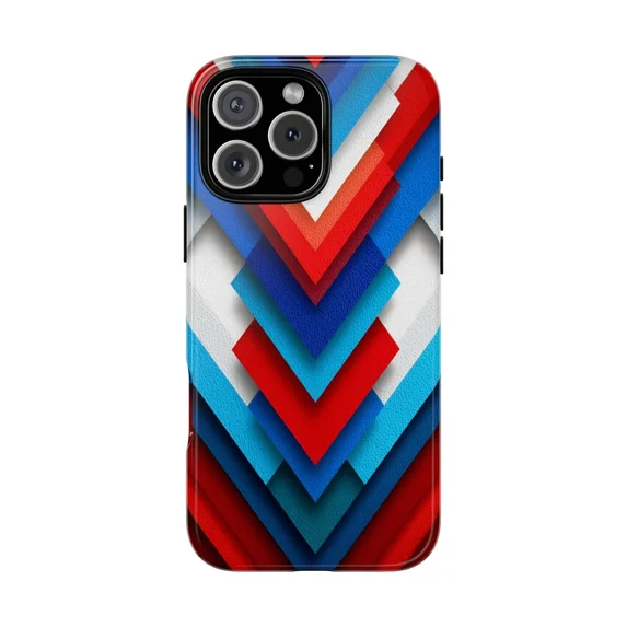 Blue Red ZigZag Symmetry Pattern Phone Case for iPhone 17 through 11 ...