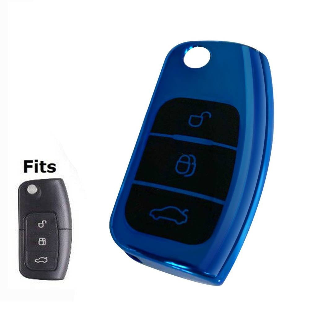 Blue Remote Key Fob Cover Case For Ford Flip Key 3 Button Hull ...