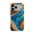Blue Resin and Wood Fusion Natural Art Hybrid Pattern Phone Case 17 16 ...