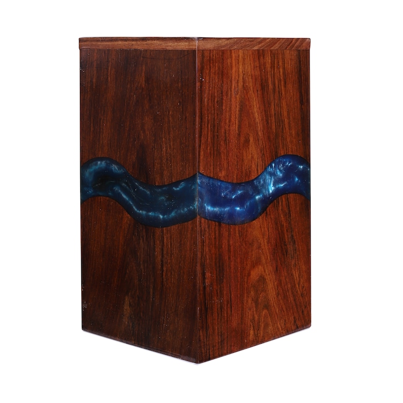 Blue Resin urn box for ashes 4 side resin, Beautiful Decorative urn box ...