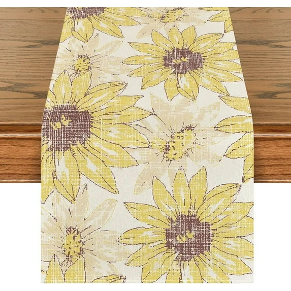 Blue Retro Daisy Spring Linen Table Runners Dresser Scarf r Washable ...