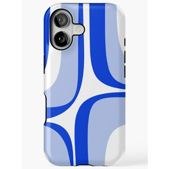 Blue Retro Groove Mid Century Abstract iPhone Case 11 12 13 14 15 16 17 ...