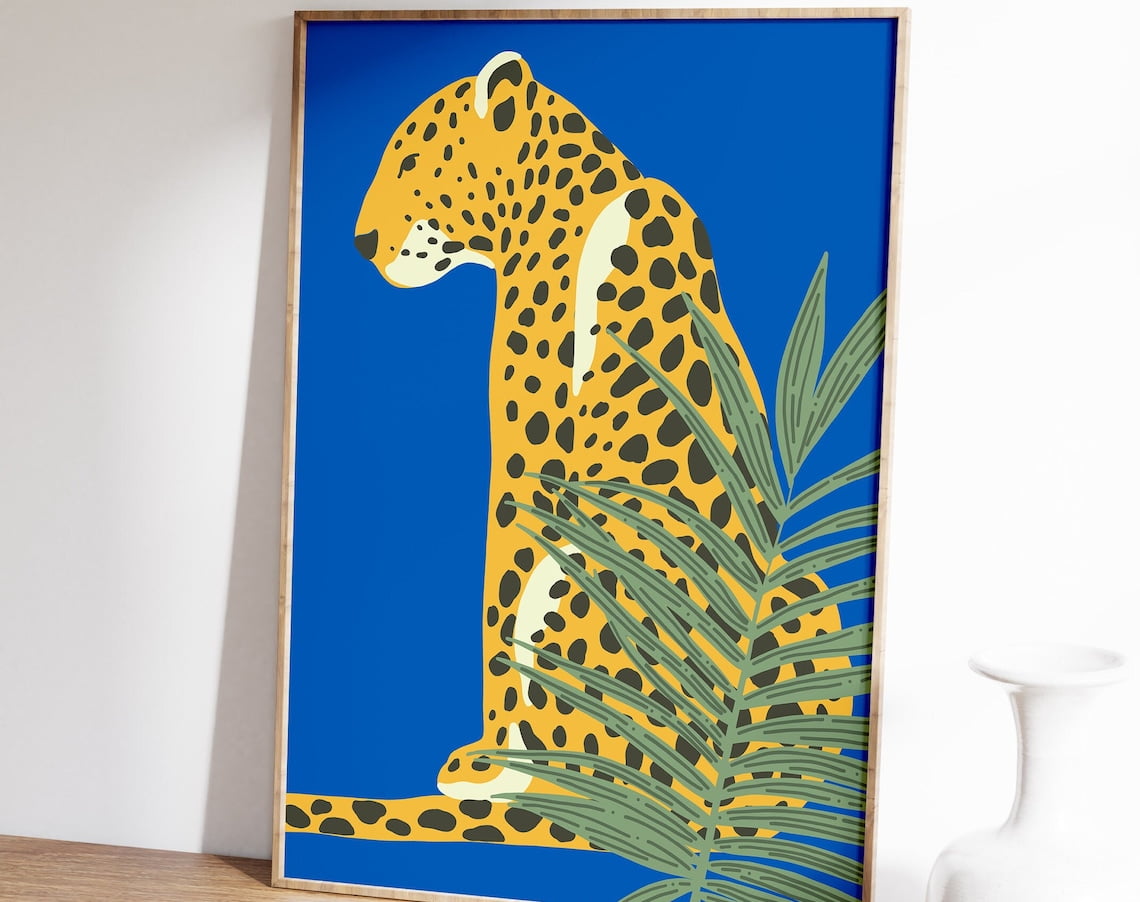 Blue Retro Leopard Print - Retro Art, Bright Bold, Leopard Cheetah ...