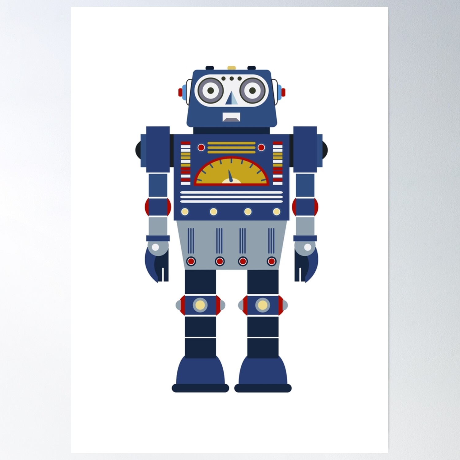 Blue Retro Robot Toy- Vintage Wall Arttrendy Retro Print Room Decor ...
