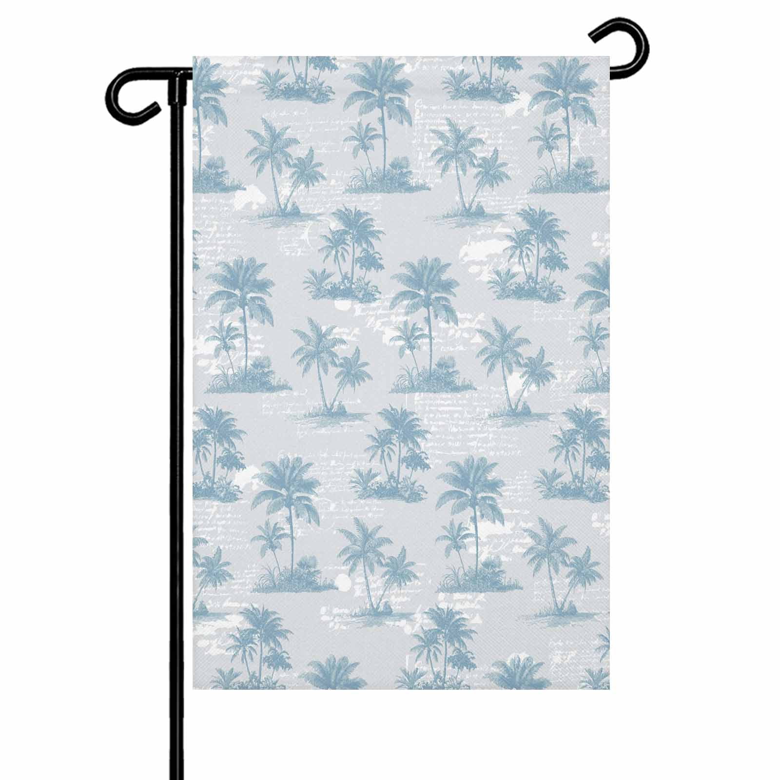 Blue Retro Tropical Garden Flag 28x40 Inch Palm Trees Old Newspapers ...