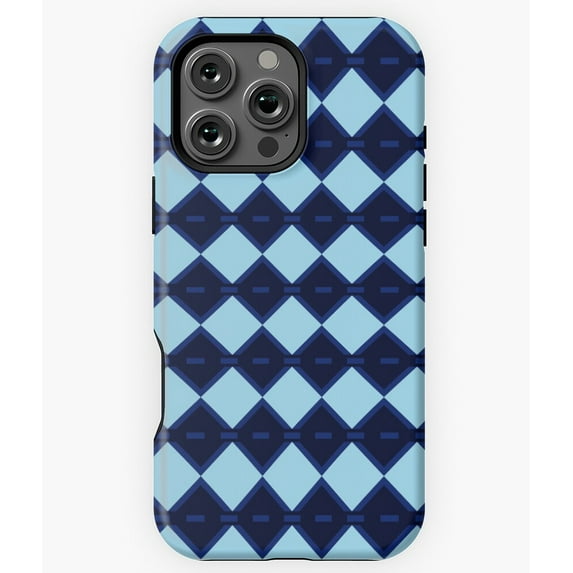 Blue Rhombus Geometric Pattern Art N6965 Phone Case for iPhone 17 16 15 ...