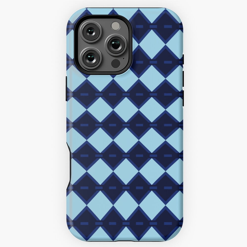 Blue Rhombus Pattern Geometric Art Phone Case for iPhone 16 15 14 13 12 ...