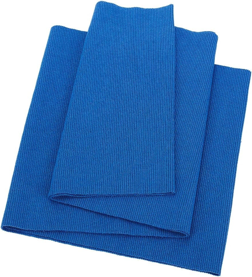 Blue Ribbed Cuff Elasticated Woven Ribbed Fabric 25x8.6inch Elastane ...